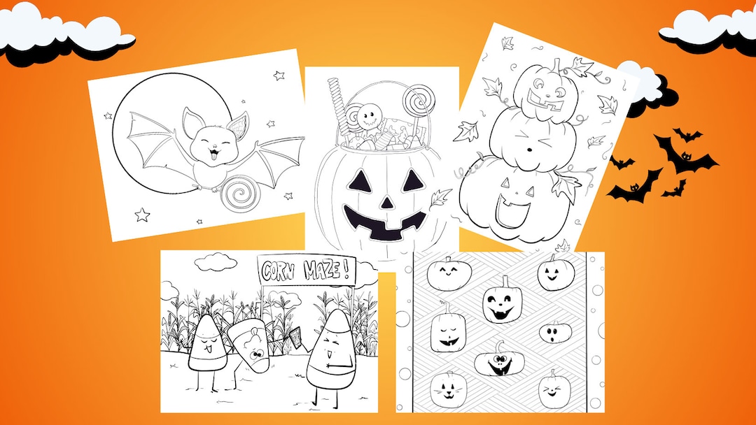 Halloween Coloring Sheet Bundle - Etsy