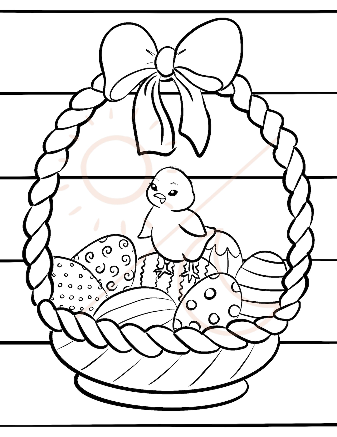 Easter Coloring Sheet - Chick and Eggs - Etsy