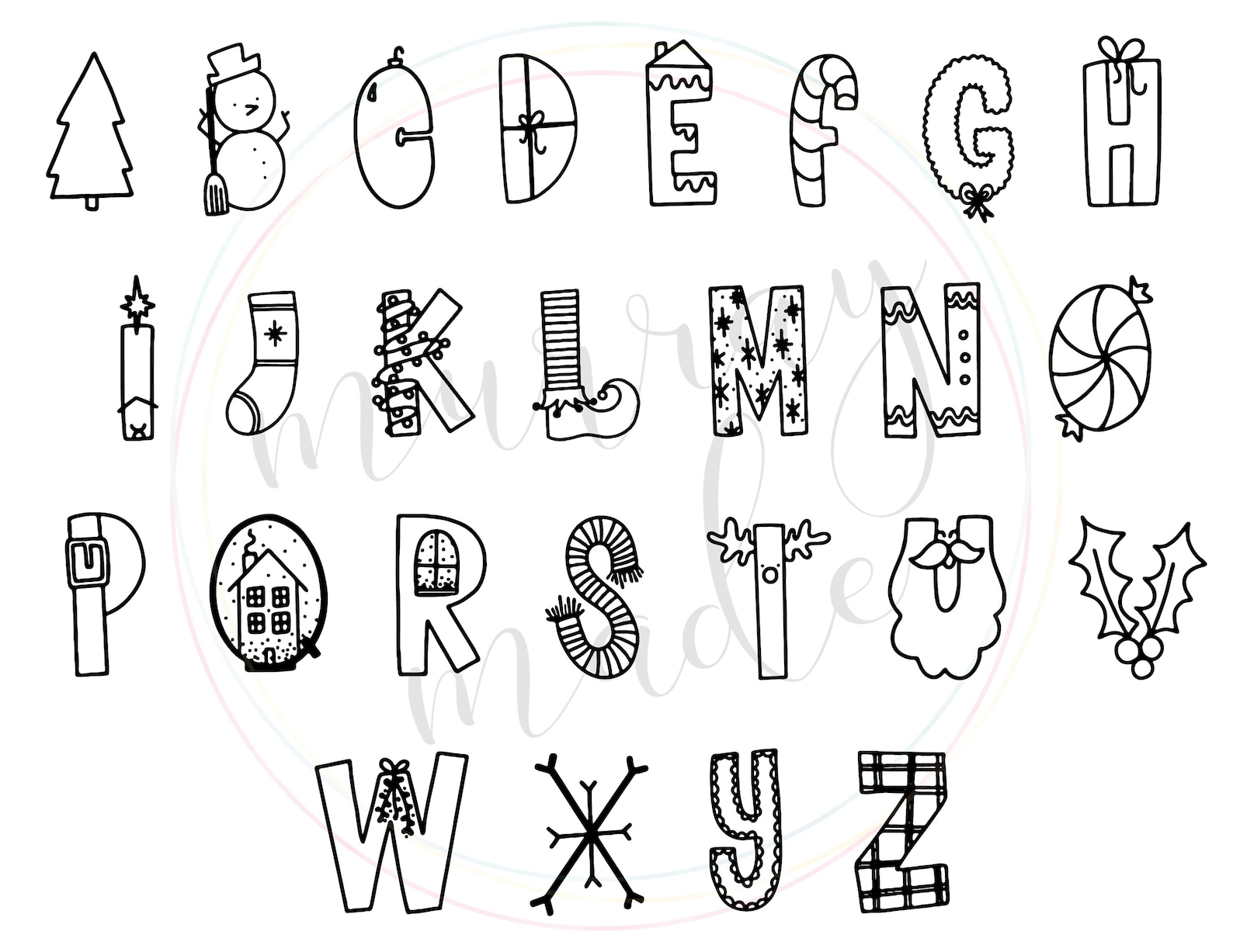Christmas Alphabet Printable Download - Etsy