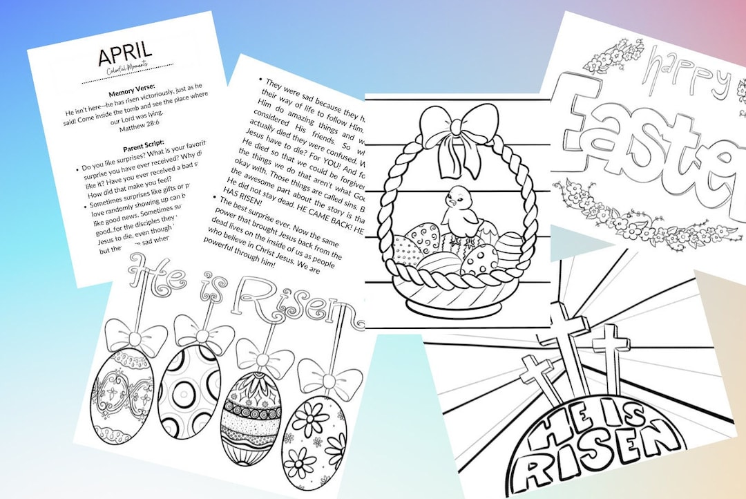 Colorful Moments April Bundle Easter Coloring Sheets Bible Lesson - Etsy