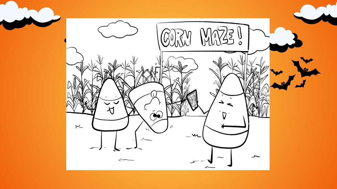 Corn Maze Coloring Sheet Halloween October Coloring Sheet - Etsy