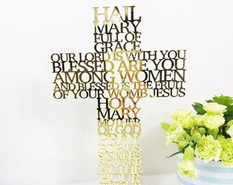 Hail Mary Prayer Cross - Etsy