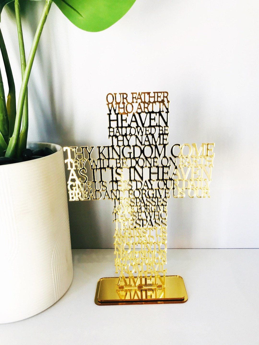 Our Father Cross/baptism Decor/christening Decor/freestanding Cross/the ...