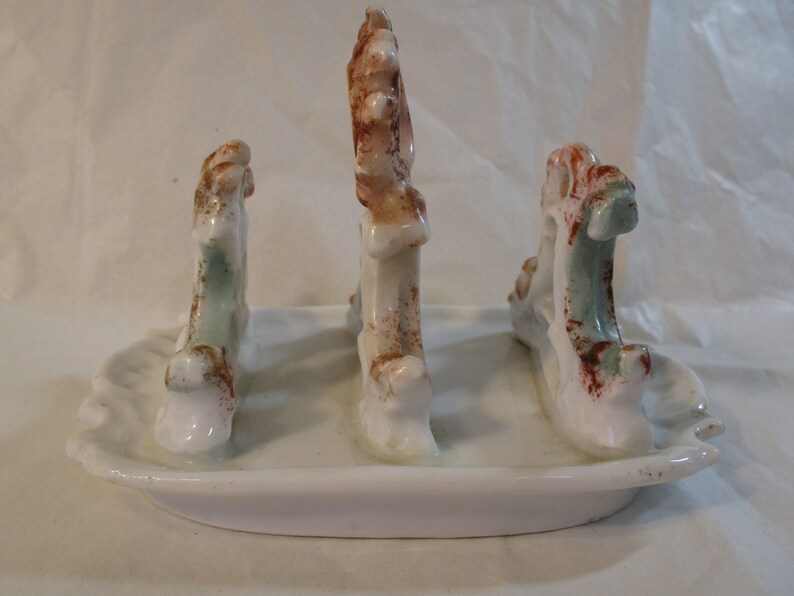 Antique Porcelain Ceramic Fancy Letter Card Mail Eyeglass Holder Toast ...