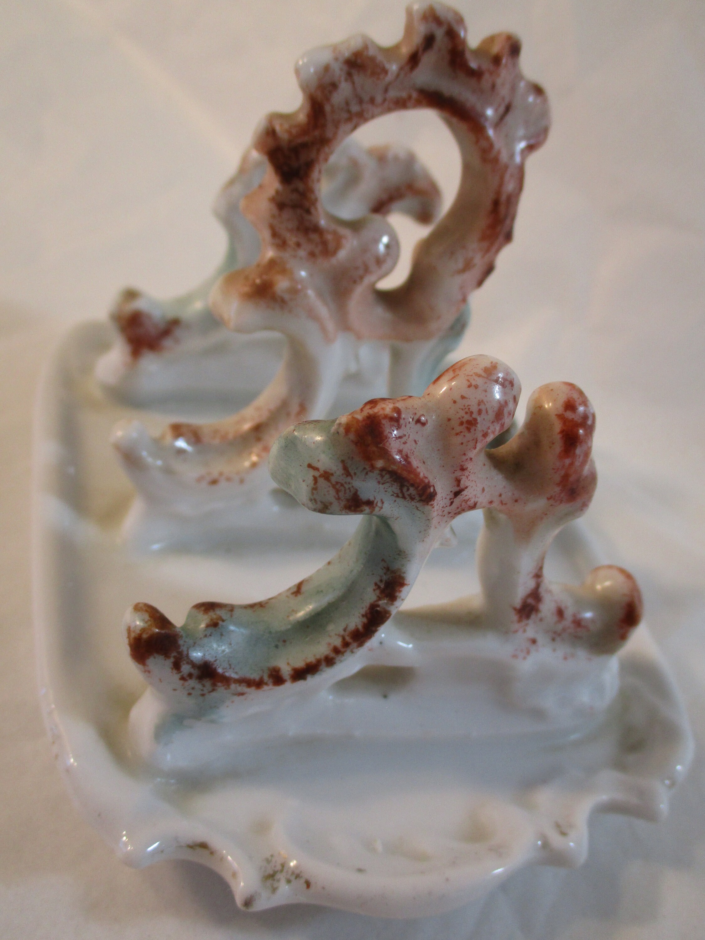 Antique Porcelain Ceramic Fancy Letter Card Mail Eyeglass Holder Toast ...