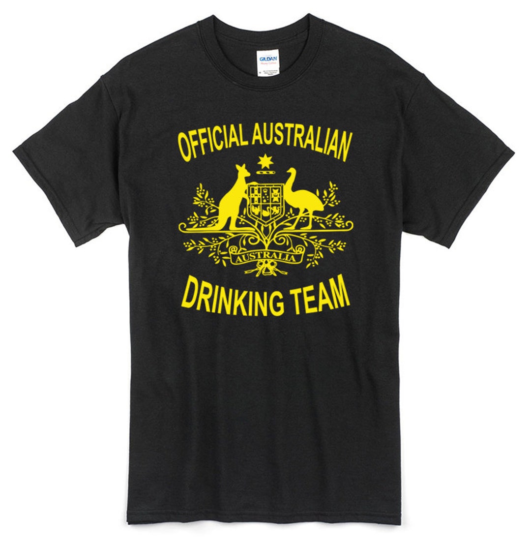 Official Australian Drinking Team T-shirt Black 100% Cotton Australia ...