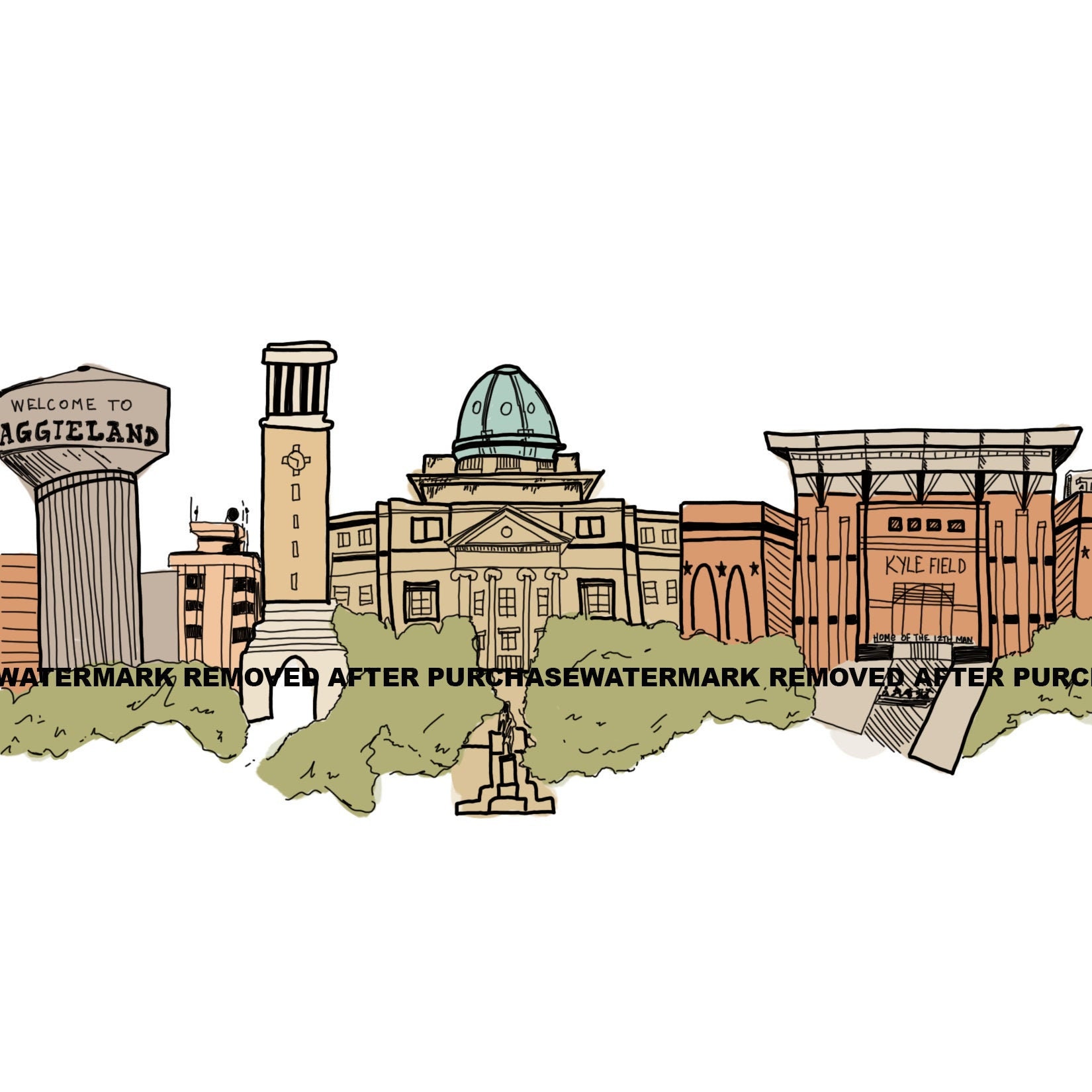 Aggieland: Texas A&M College Station Skyline PNG File - Etsy