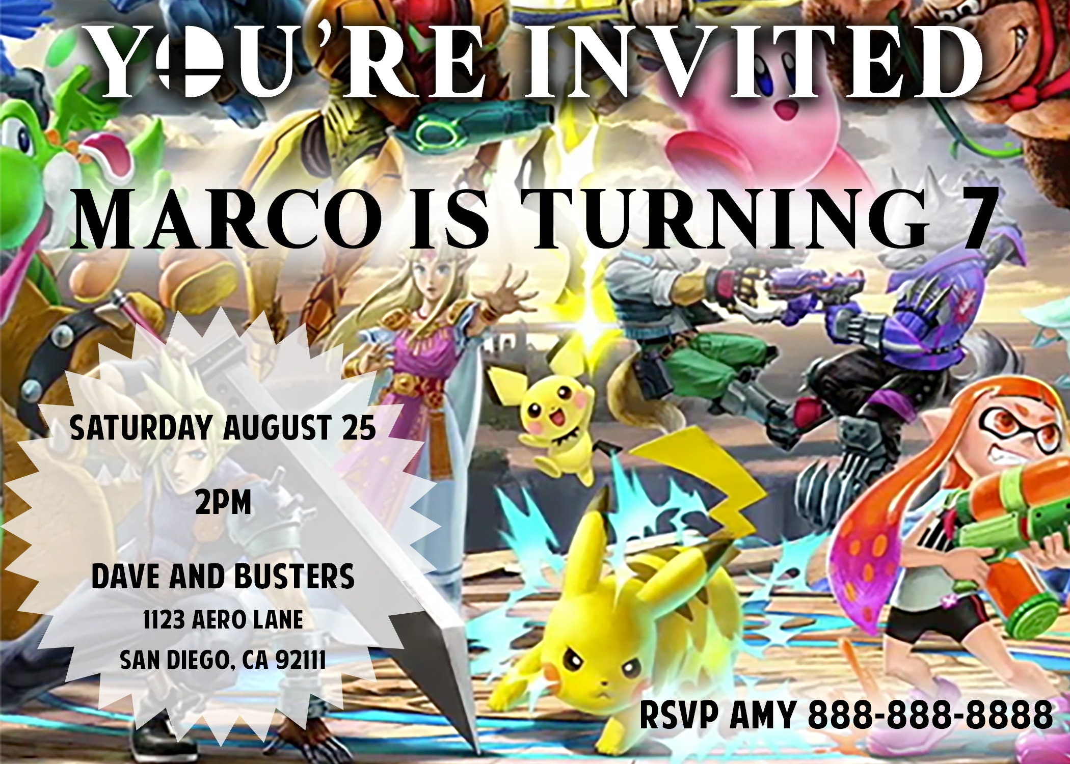 Super Smash Bros Ultimate anniversaire invitation | Etsy