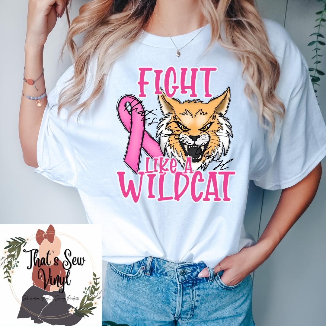 Pink Fight Like A Wildcat PNG School Mascot Breast Cancer Awareness - Etsy