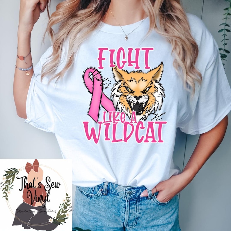 Pink Fight Like A Wildcat PNG School Mascot Breast Cancer Awareness - Etsy