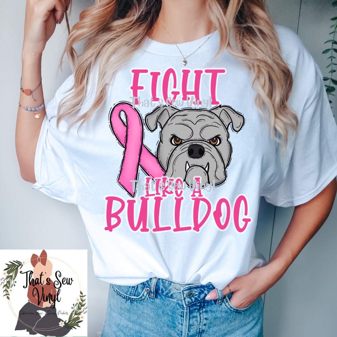 Pink Fight Like A Bulldog PNG School Mascot Breast Cancer Awareness - Etsy