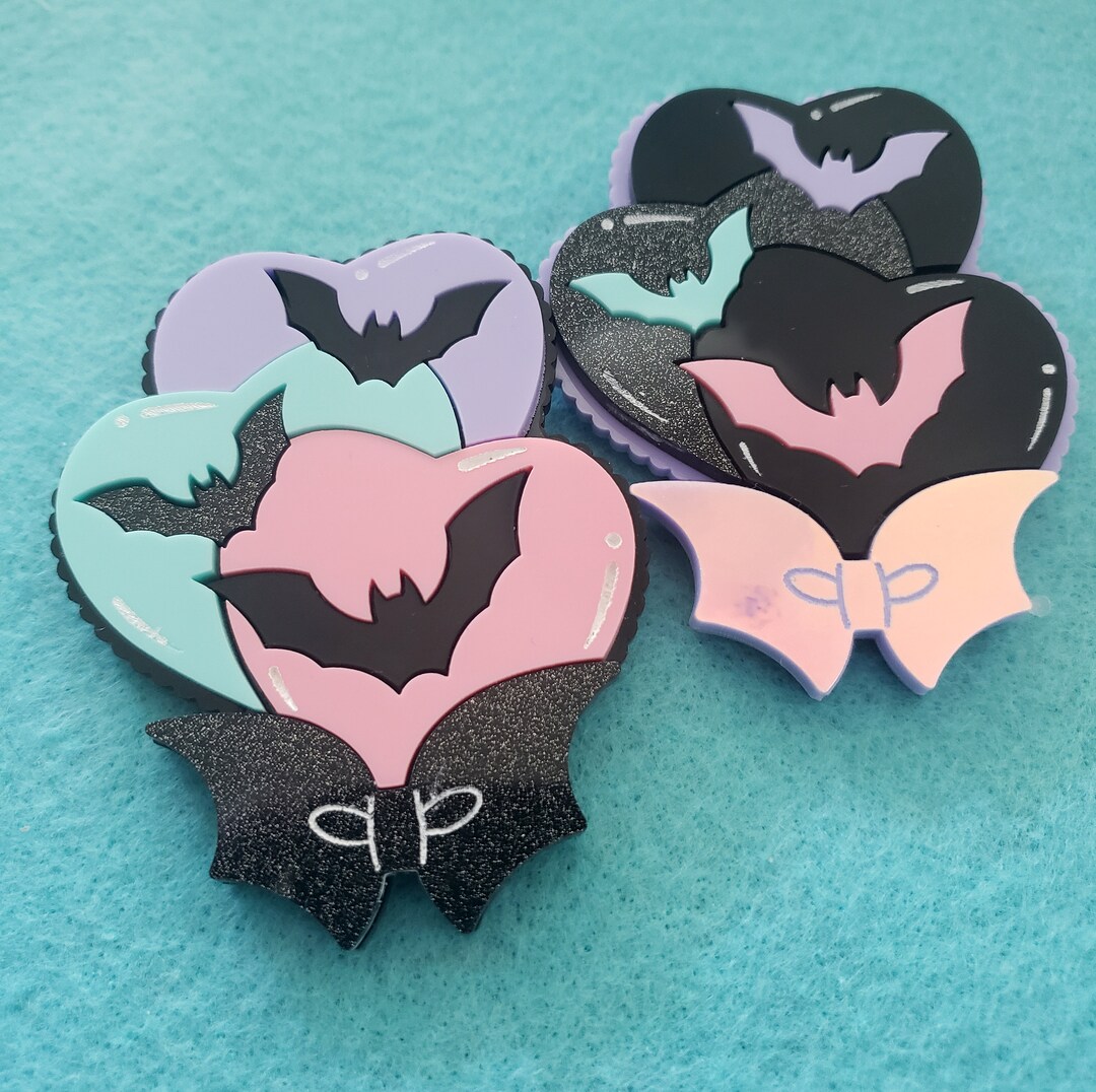 Bat Heart Balloon Acrylic Pin - Etsy