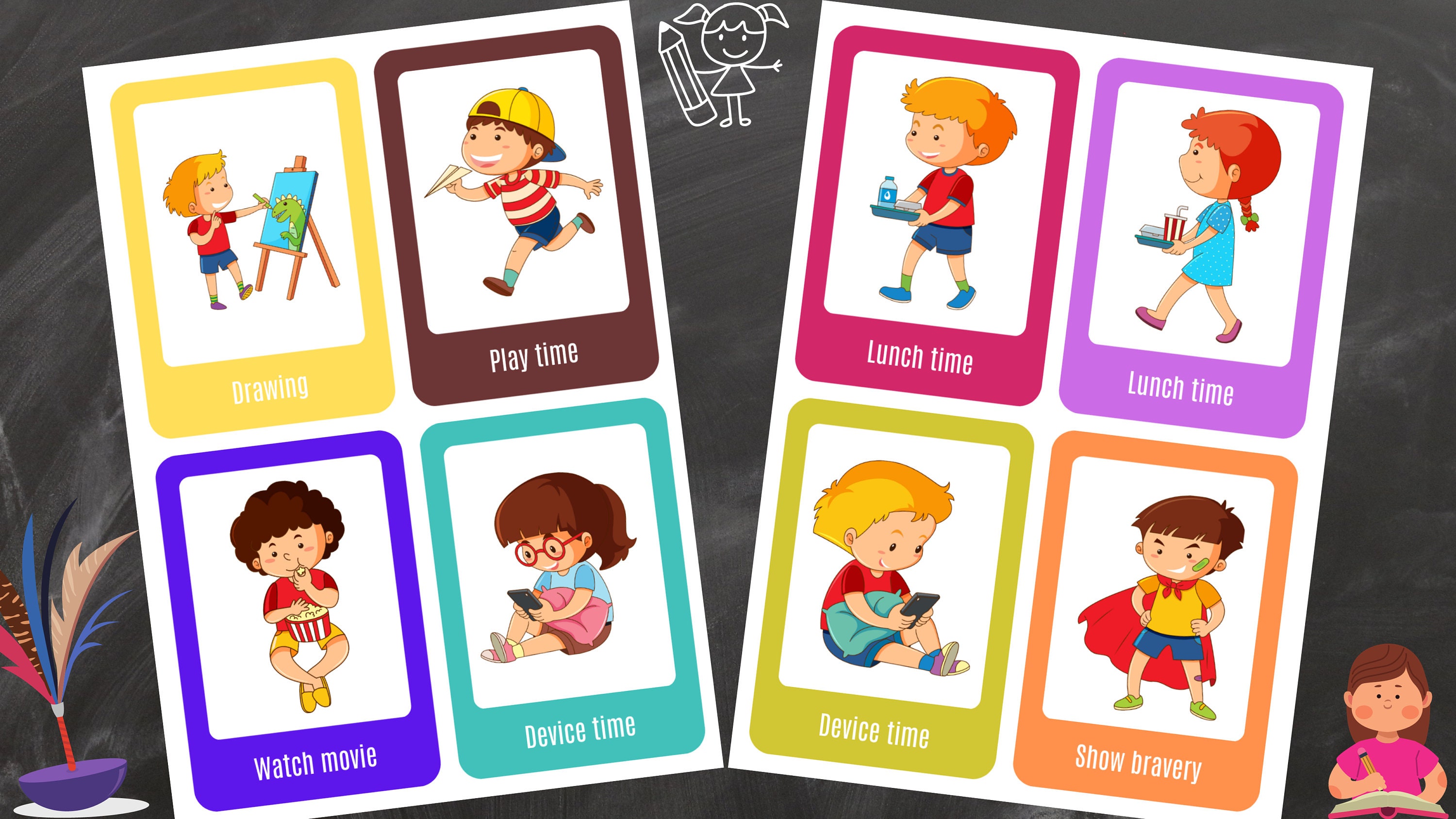 Children's Daily Activities Cards Illustrated Daily - Etsy