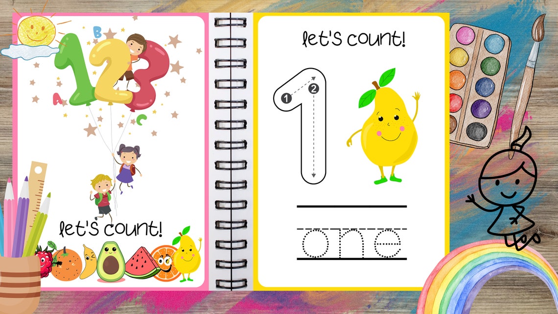 Let's Count Workbook Fun Counting & Number Writing up to - Etsy