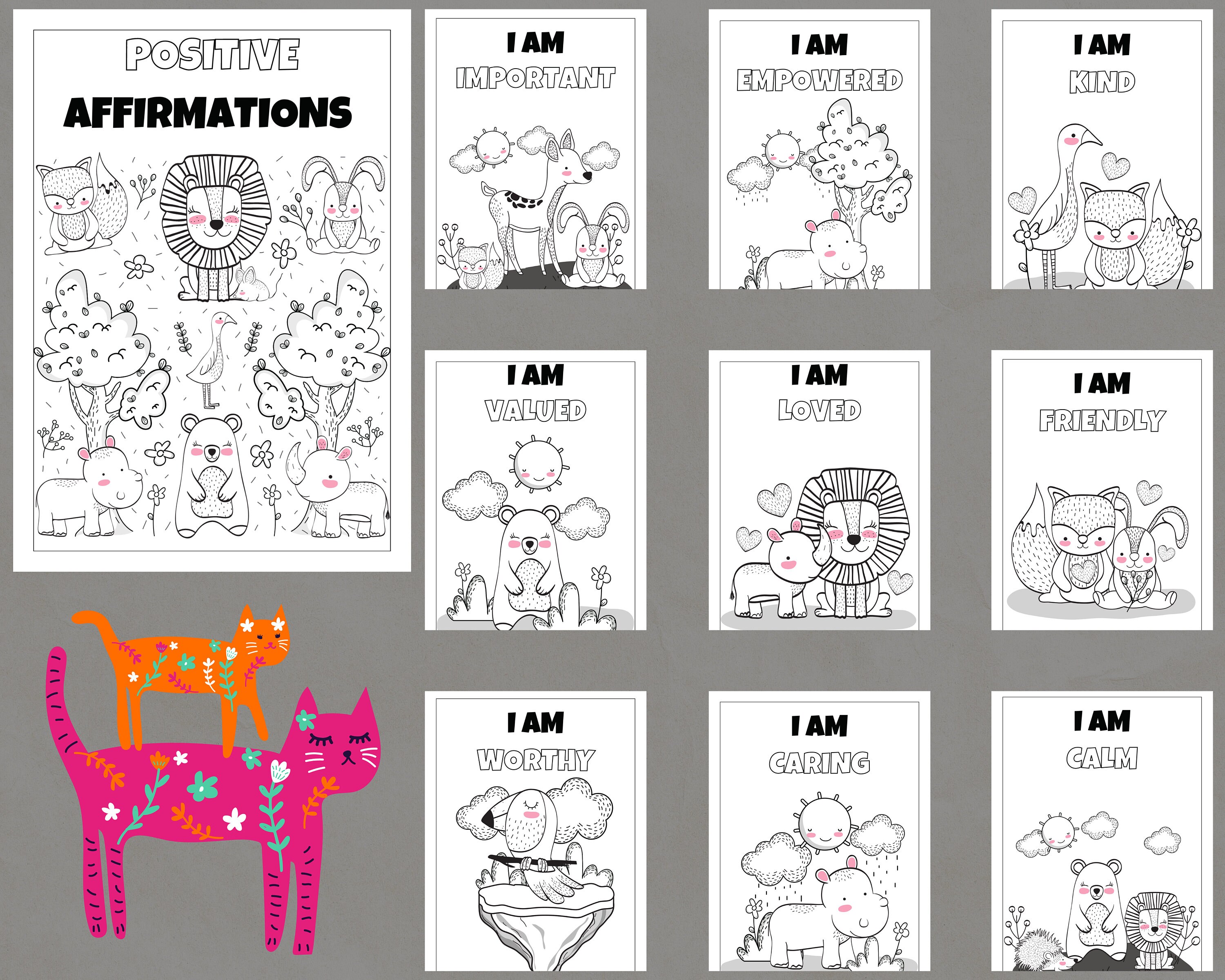 Digital PDF POSITIVE AFFIRMATIONS: Empowering 'I Am' Coloring ...