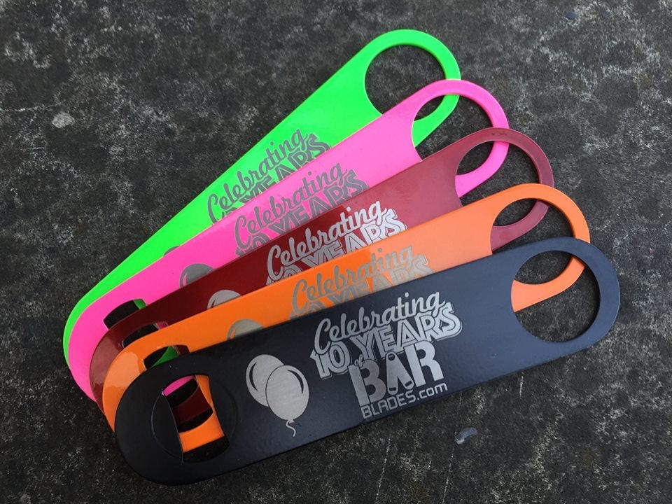 Personalised Neon Orange Bar Blade, Bottle Opener Bar Key Speed Opener ...