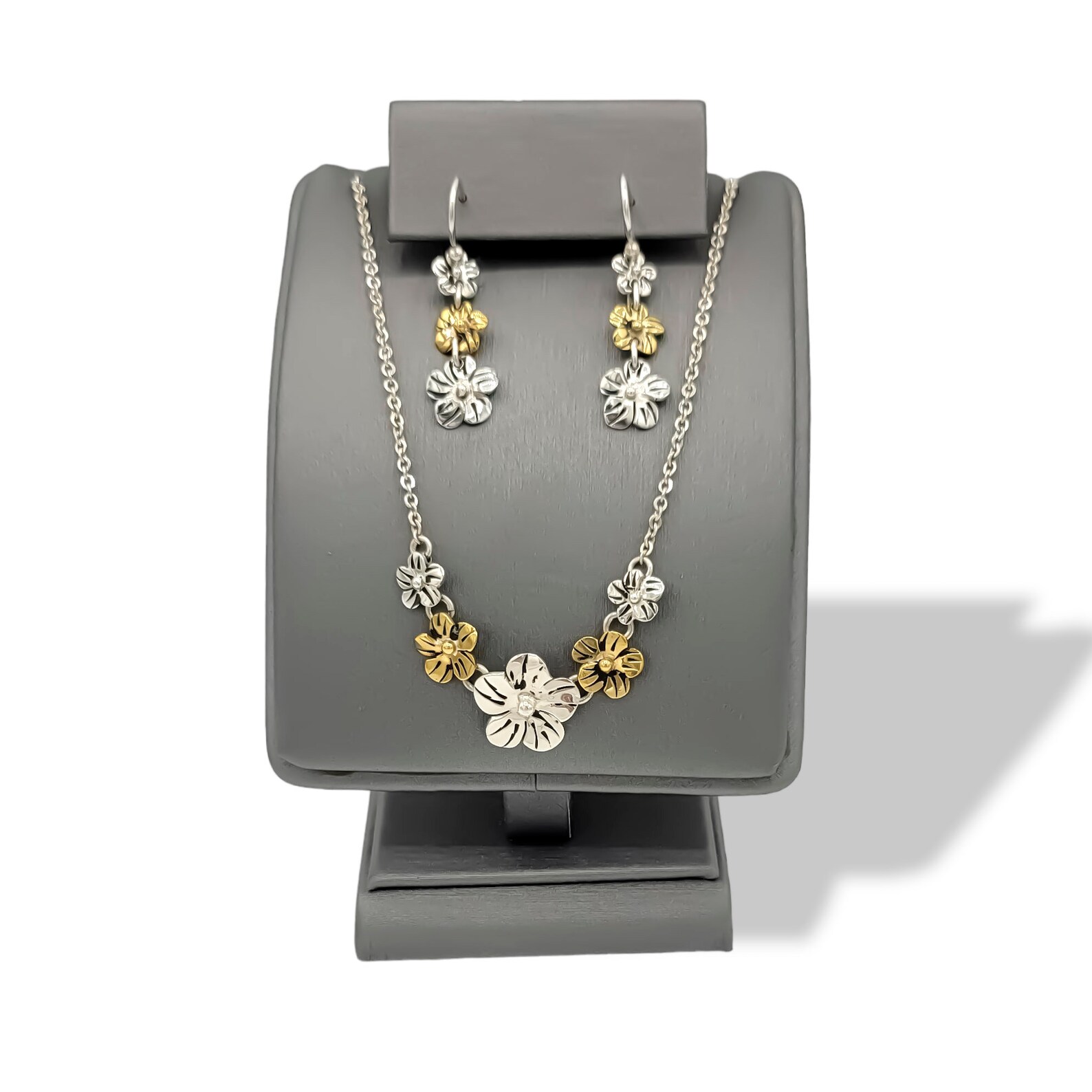 Eternal Spring Flower Necklace and Earrings Set- Two Tone - Etsy