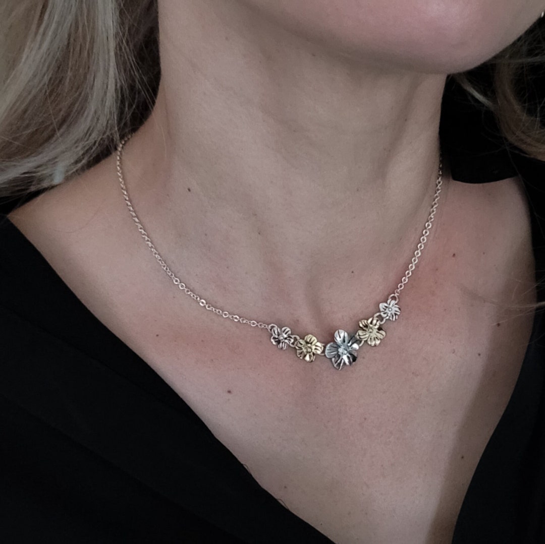Eternal Spring Flower Necklace and Earrings Set- Two Tone - Etsy