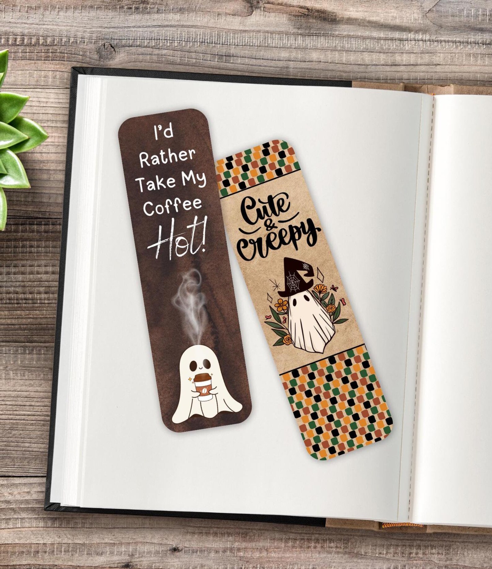 Halloween Ghost Printable Bookmarks, Cozy Coffee, Print at Home Reader ...