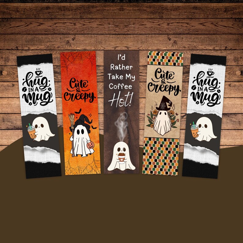 Halloween Ghost Printable Bookmarks, Cozy Coffee, Print at Home Reader ...