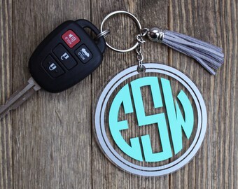Monogram key ring | Etsy