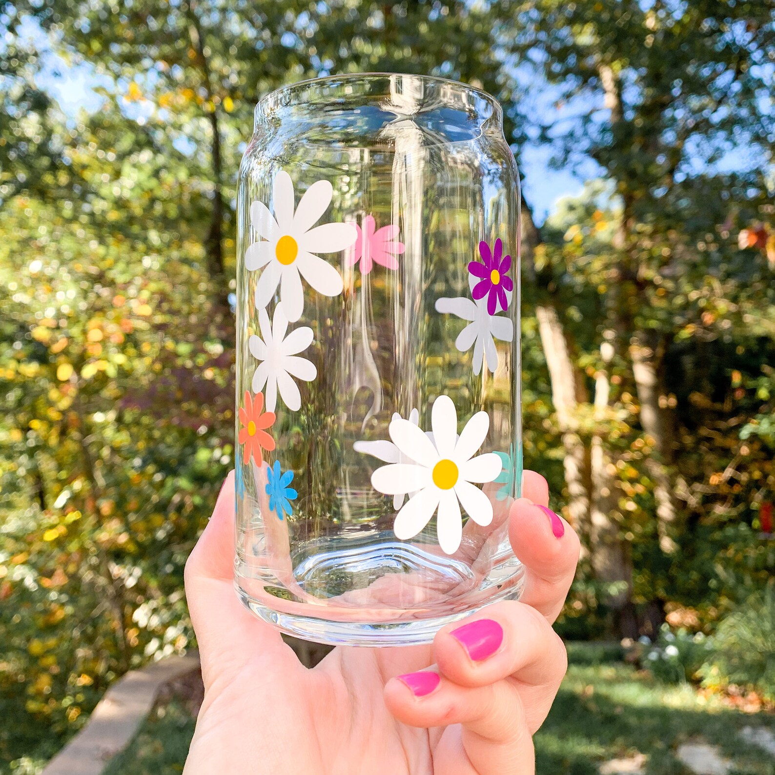 Daisy Glass Cup Daisy Can Glass Retro Glass Glass Coffee - Etsy