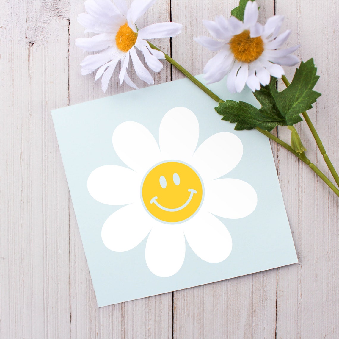 Smiley Face Daisy Vinyl Decal Smiley Face Decal Smiley - Etsy