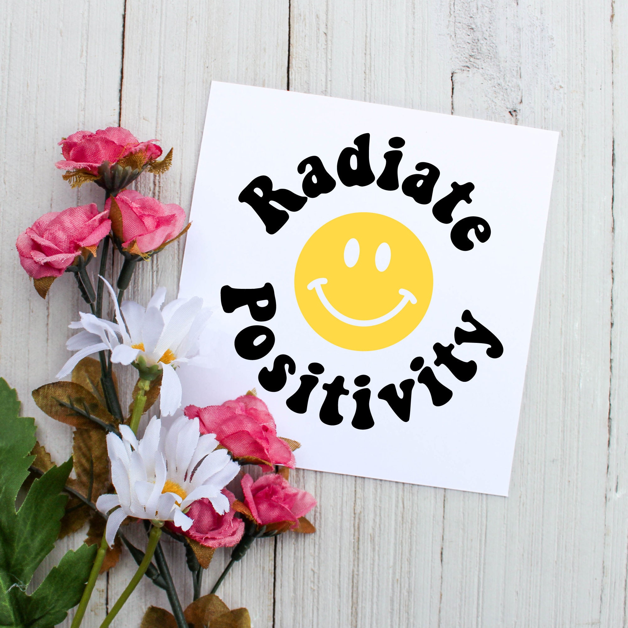 Radiate Positivity Vinyl Decal Positivity Decal Smile Face - Etsy