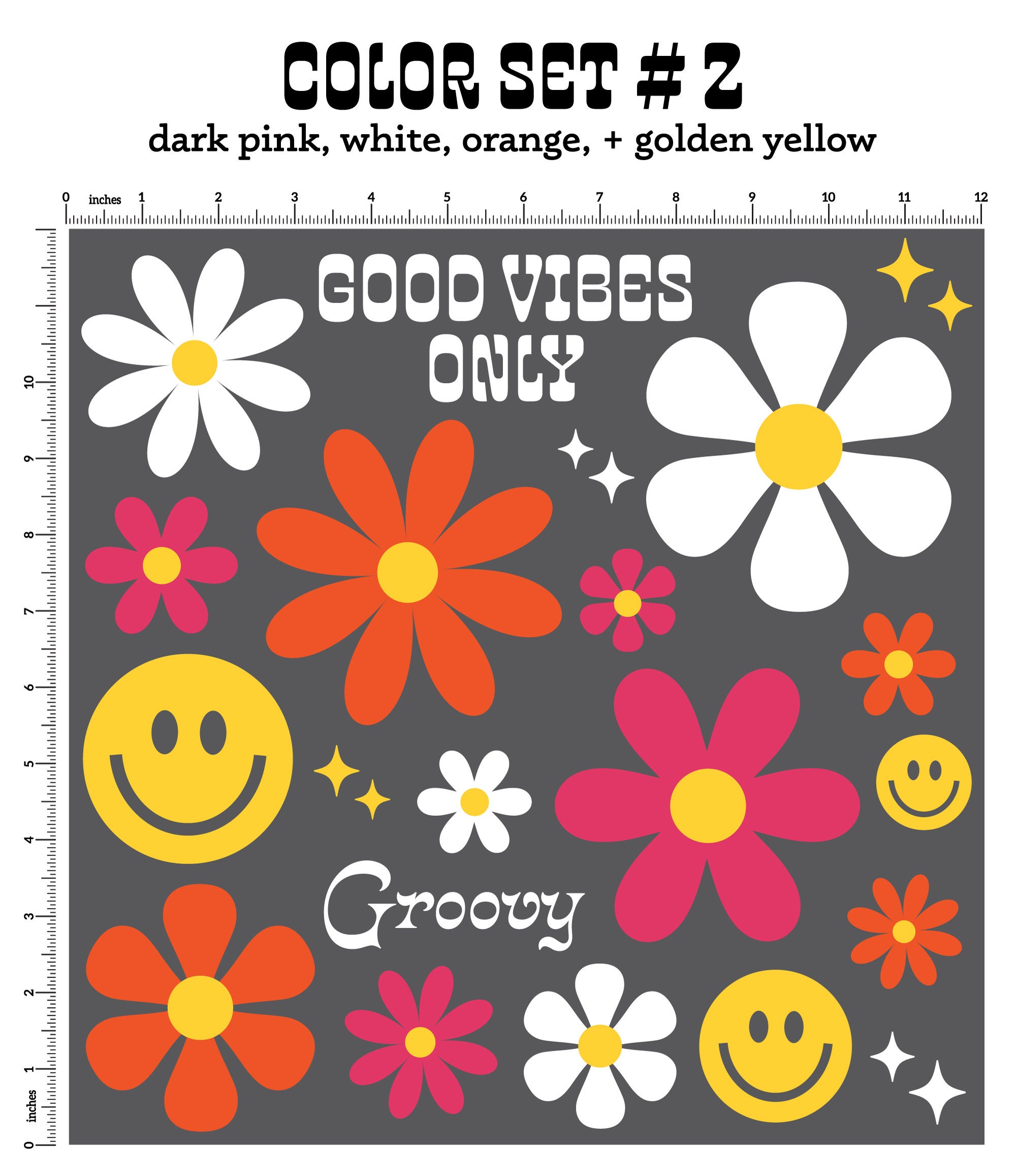 Groovy Daisy Decal Set of 21 | Daisy Decal | Daisy Car Decal | Daisy ...