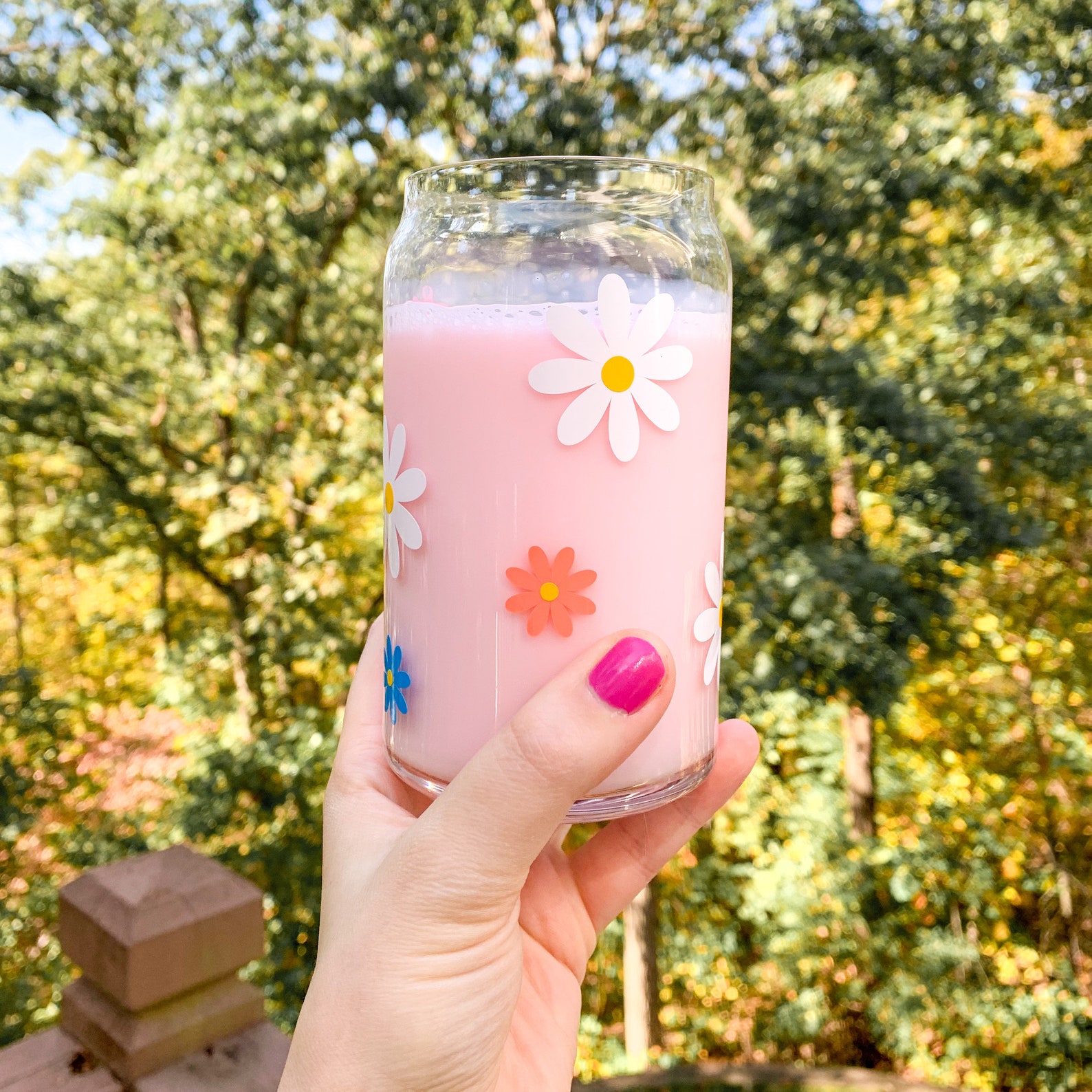 Daisy Glass Cup Daisy Can Glass Retro Glass Glass Coffee - Etsy