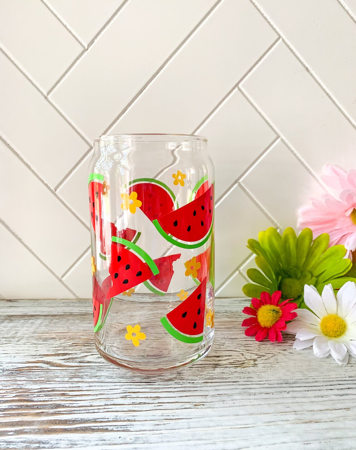 Watermelon Can Glass Watermelon Glass Iced Coffee Glass - Etsy