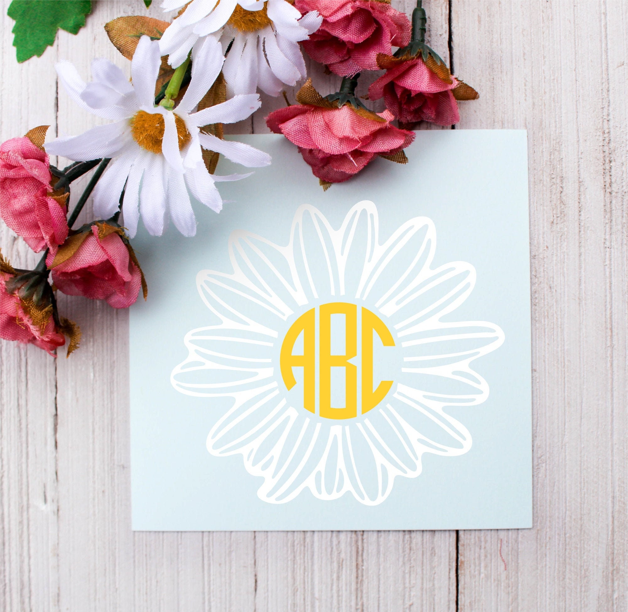 Daisy Monogram Vinyl Decal Daisy Decal Daisy Car Decal - Etsy
