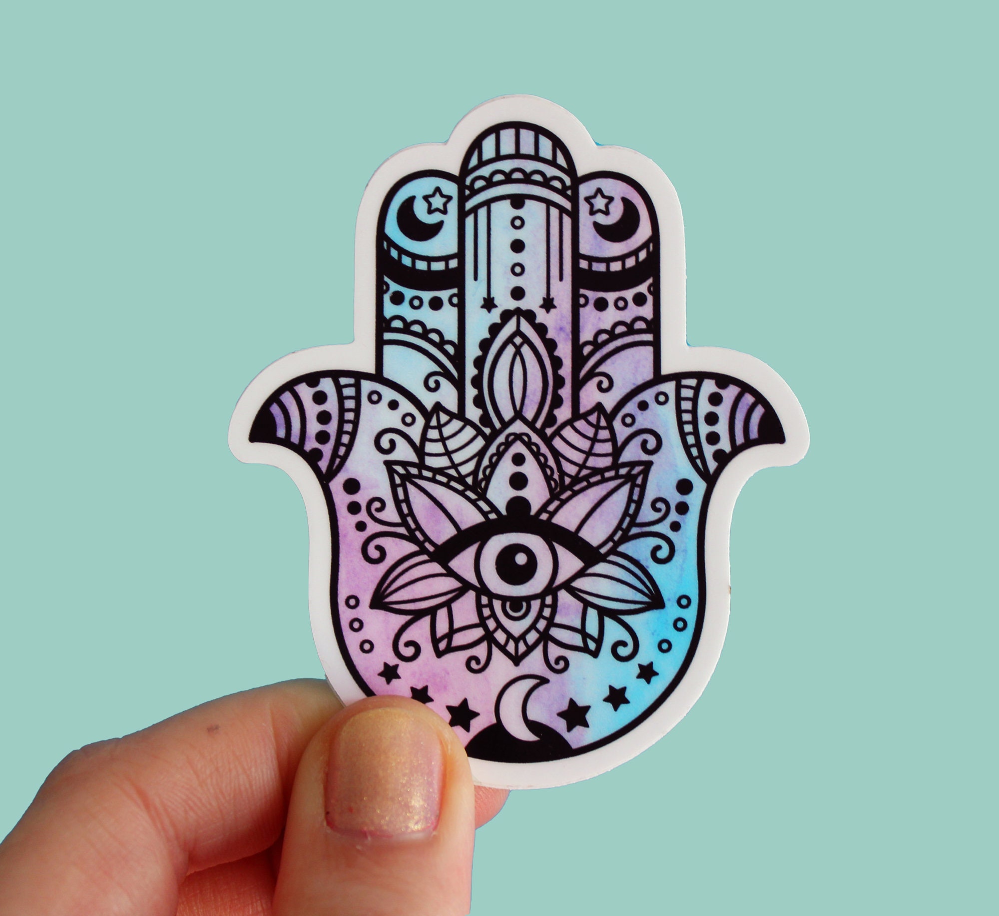 Hamsa Sticker | Hamsa Decal | Lotus Sticker | Hamsa Illustration ...