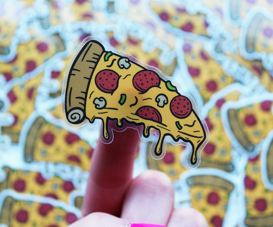 Pizza Sticker Clear Pizza Sticker Pizza Slice Sticker - Etsy