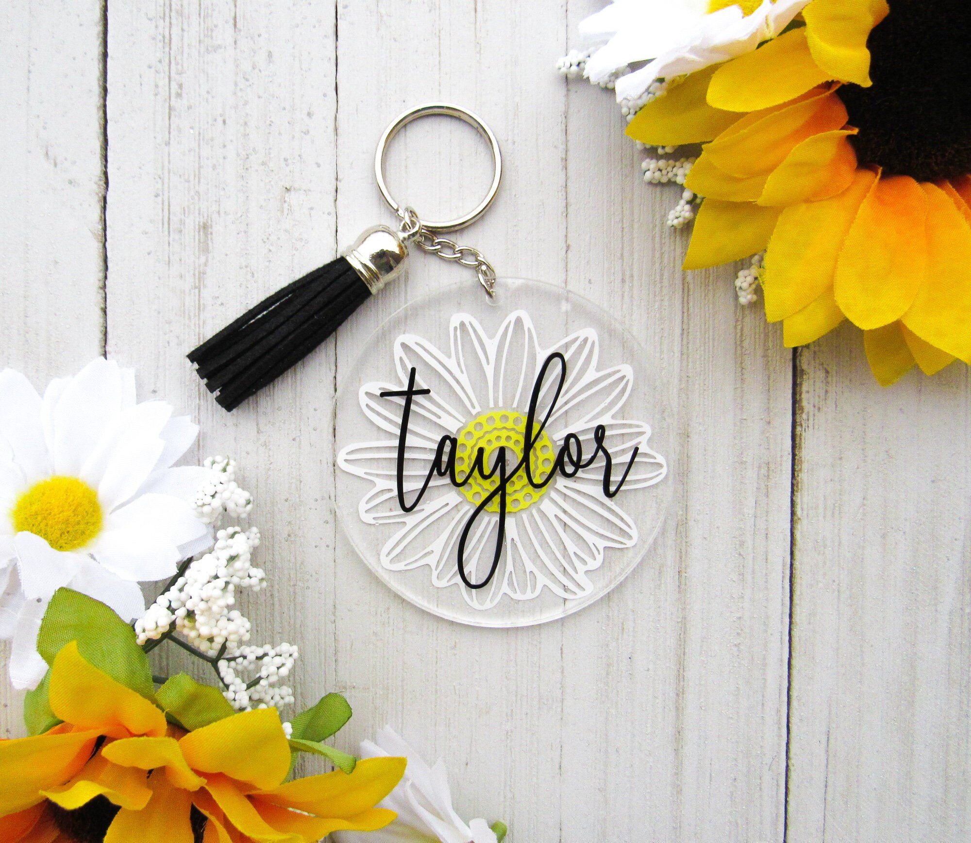 Daisy Keychain Daisy Name Keychain Daisy Gift Coworker | Etsy
