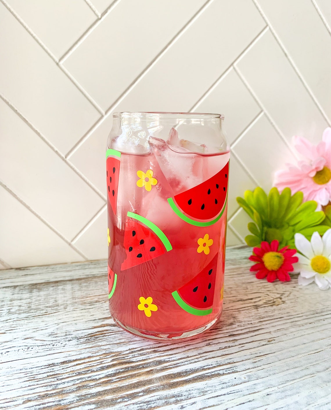 Watermelon Can Glass Watermelon Glass Iced Coffee Glass - Etsy
