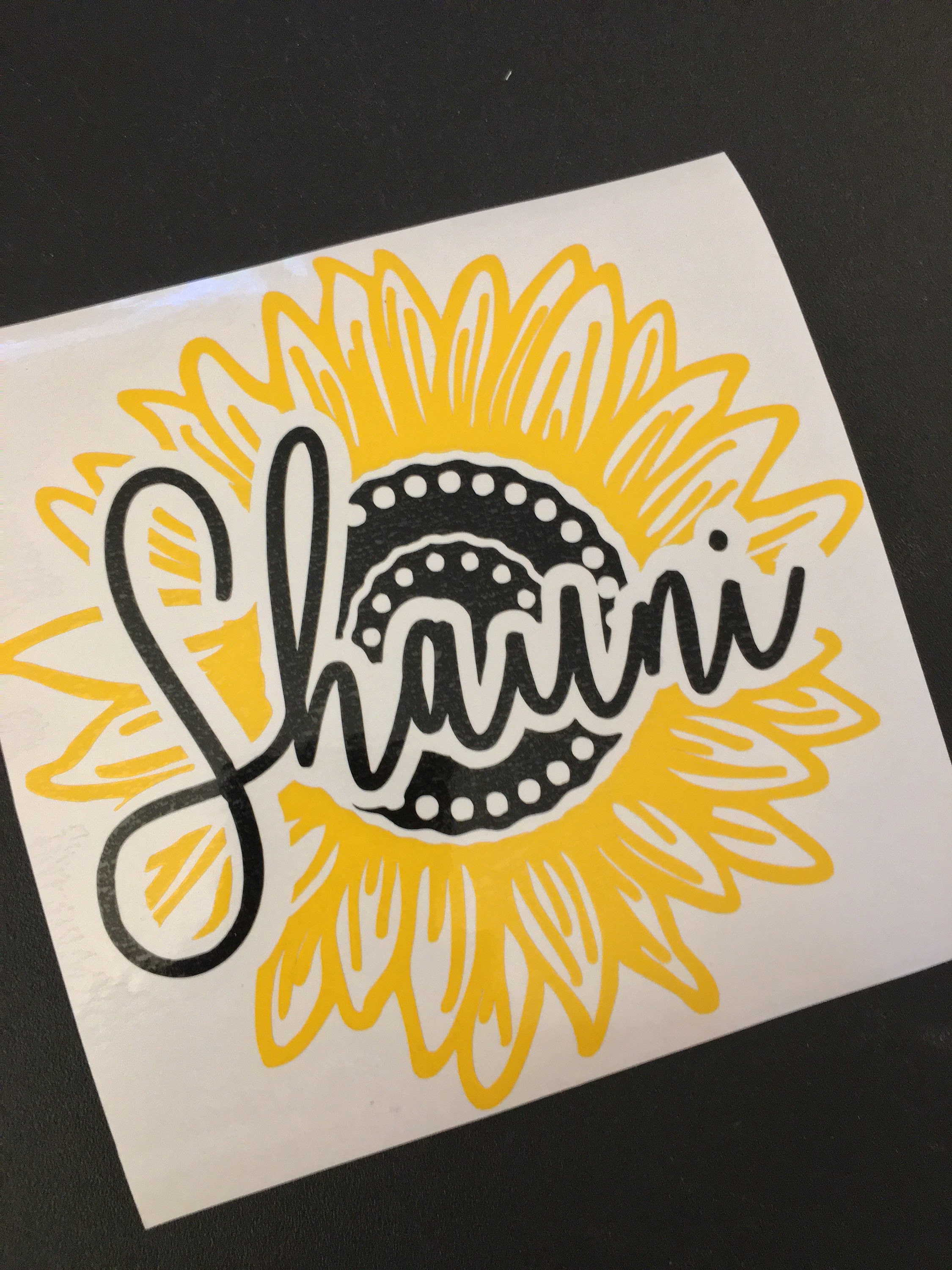 Sunflower Name Vinyl Decal Sunflower Decal Sunflower | Etsy