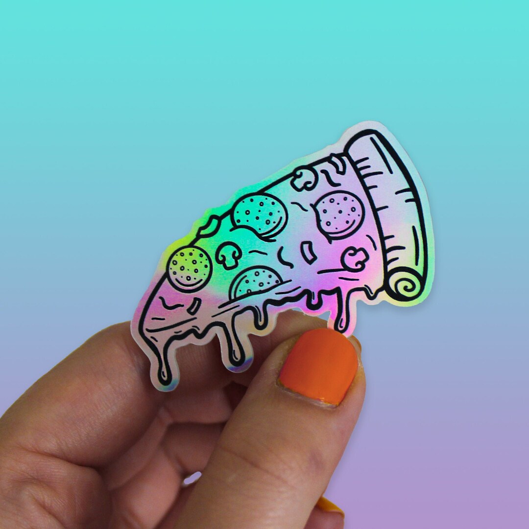 Pizza Sticker | Holographic Pizza Sticker | Pizza Slice Sticker | Pizza ...