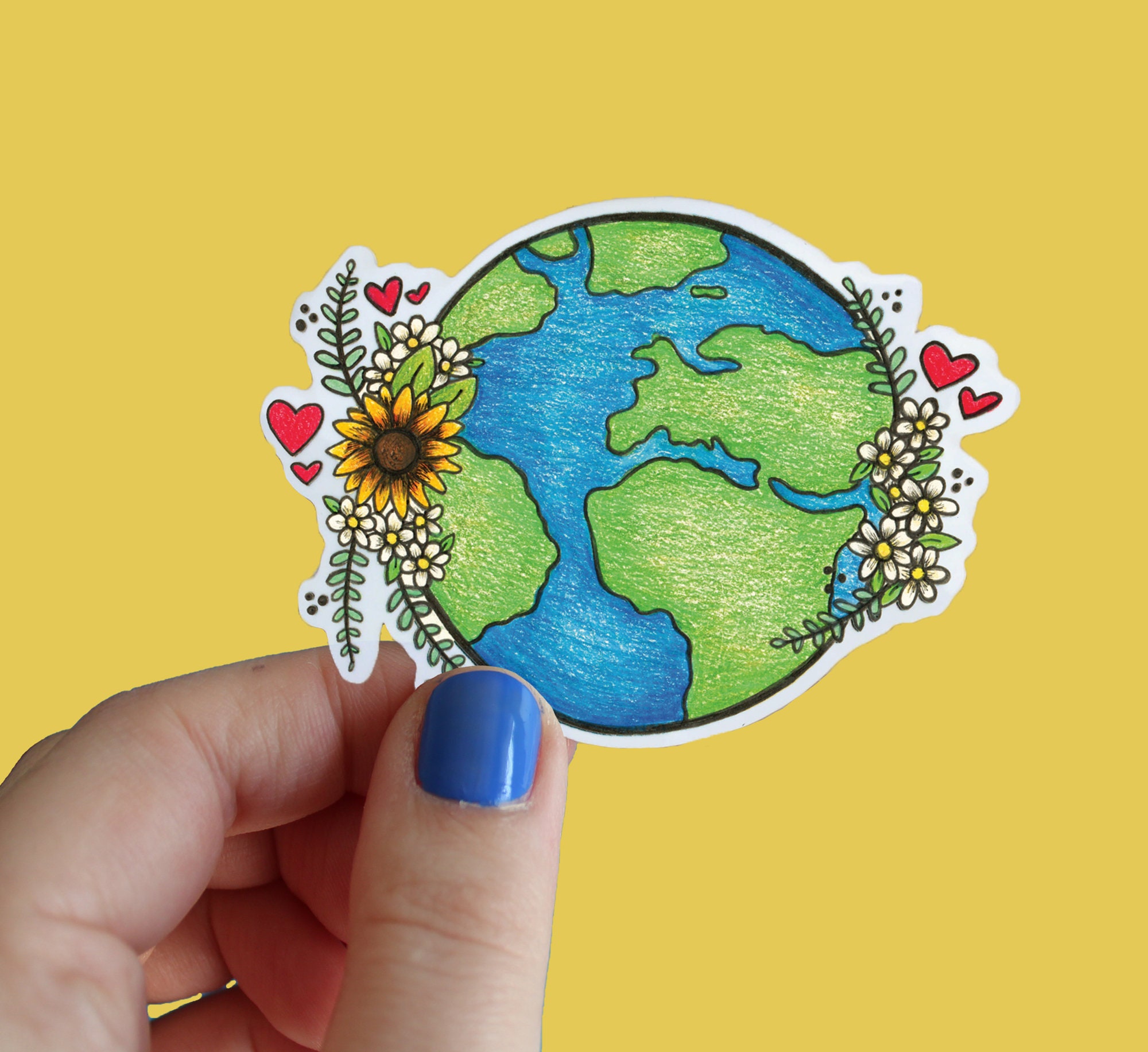 Earth Sticker Earth Decal Mother Earth Sticker Sunflower | Etsy