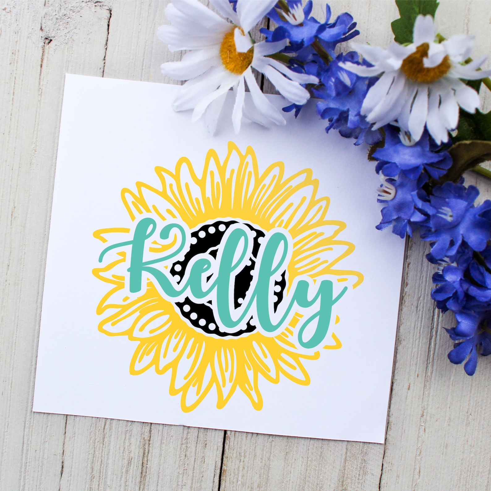 Sunflower Name Vinyl Decal Sunflower Decal Sunflower | Etsy