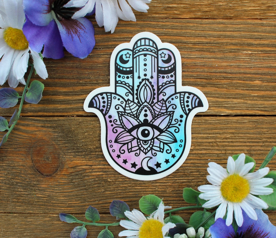 Hamsa Sticker | Hamsa Decal | Lotus Sticker | Hamsa Illustration ...