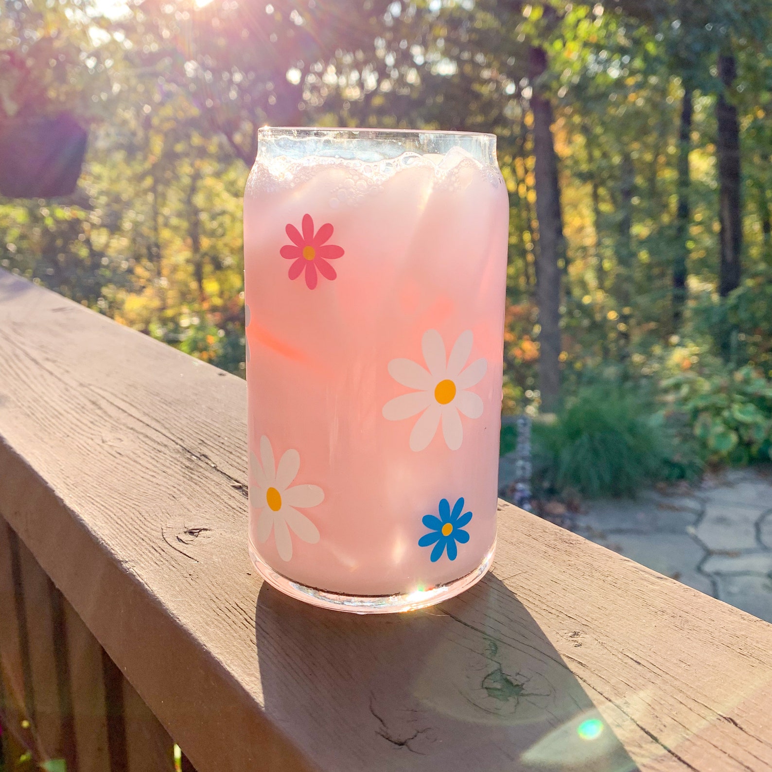 Daisy Glass Cup Daisy Can Glass Retro Glass Glass Coffee - Etsy