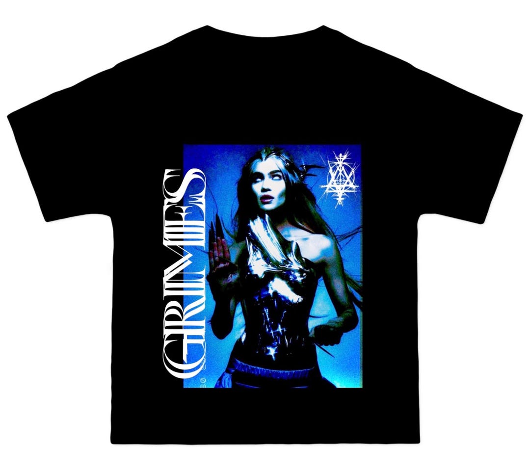 Grimes Artist Potrrait Futuristic Ai Elf Fairy Heavyweight Black Tee ...