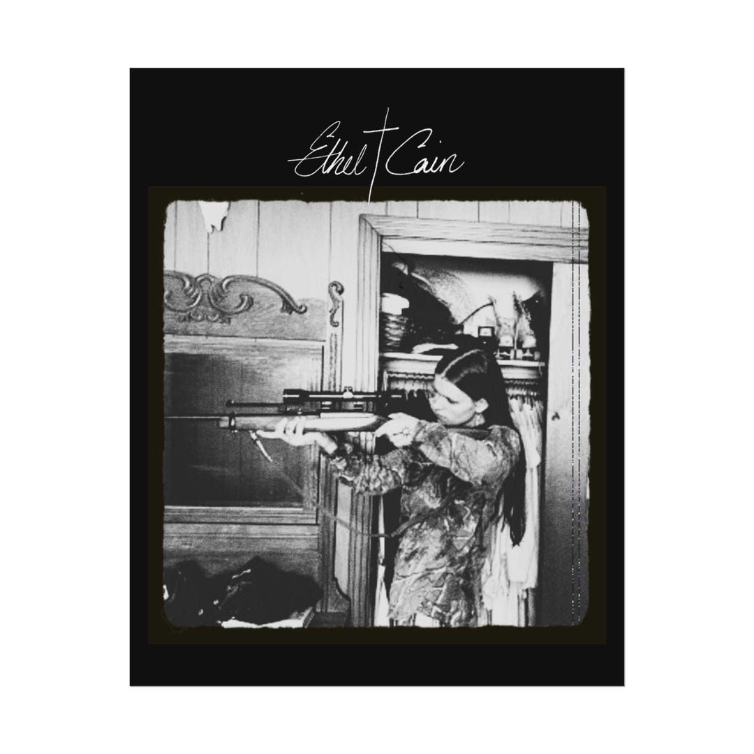 Ethel Cain Rifle Potrait Cross Logo Photo Preachers Daughter Black ...