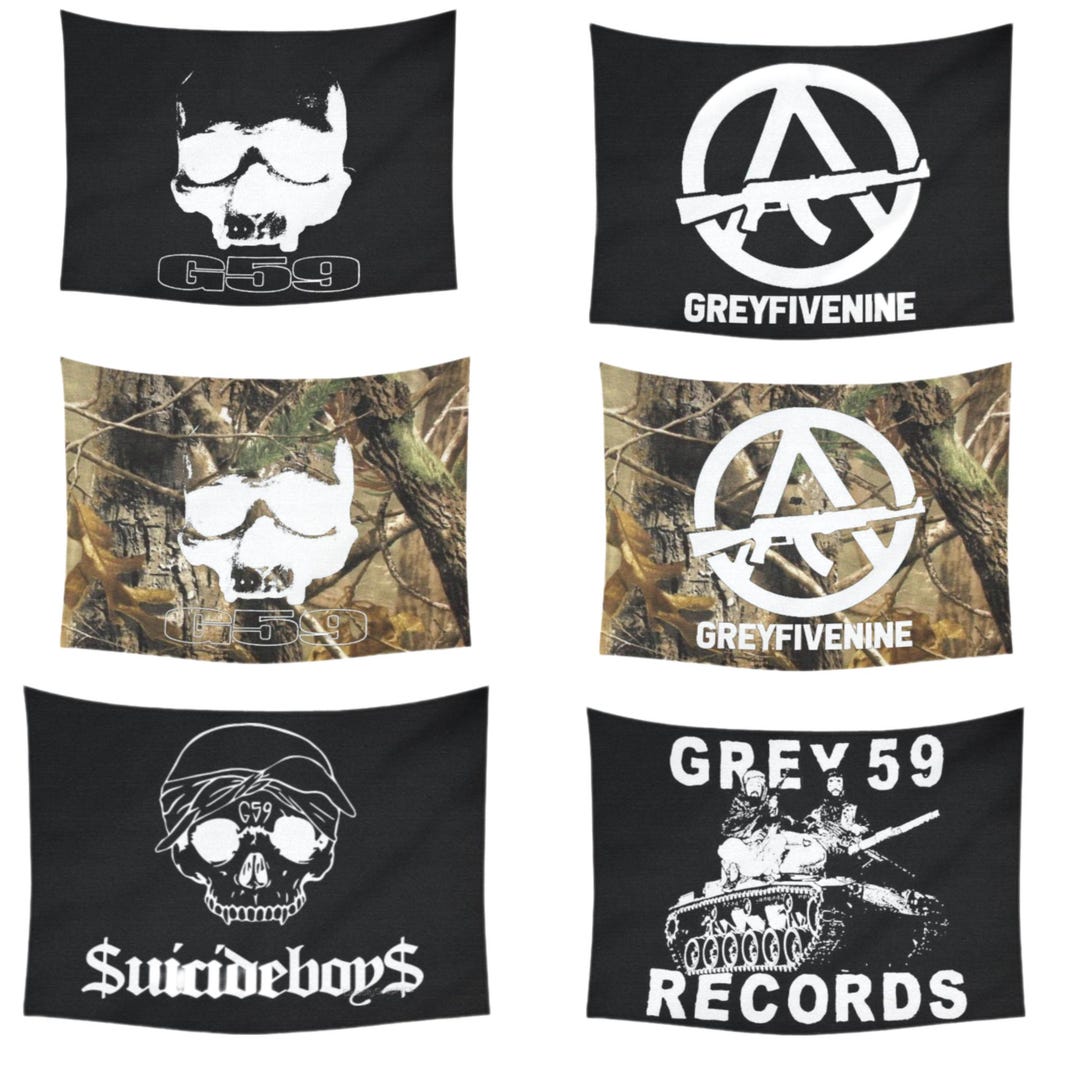 Suicideboyss Anarchy Ak47 G59 Skull Logo Greyday Greyfivenine New World Depression Tapestry 40 X ...