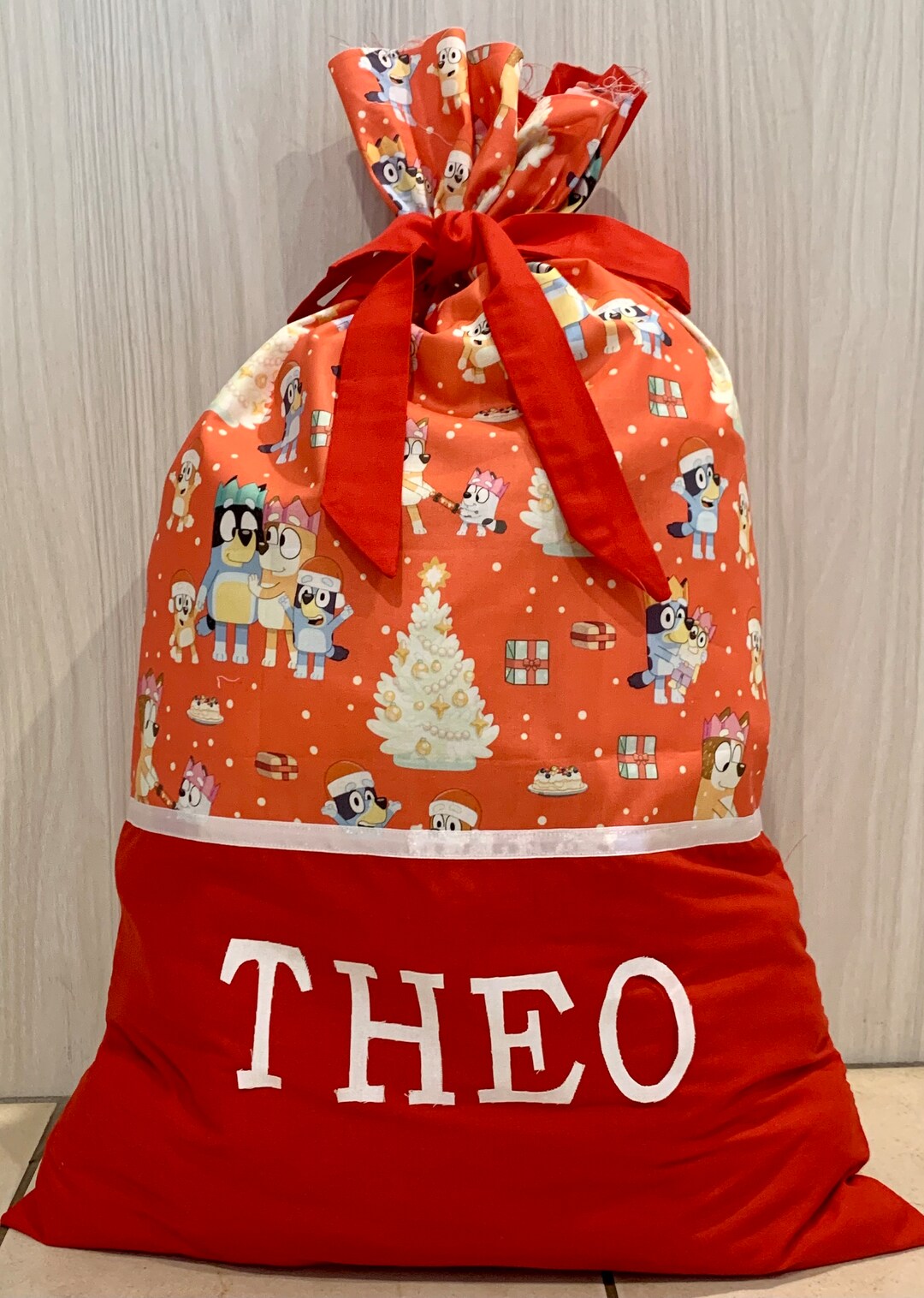 BLUEY Childs Personalised Character Christmas/santa/present Sack Bluey ...
