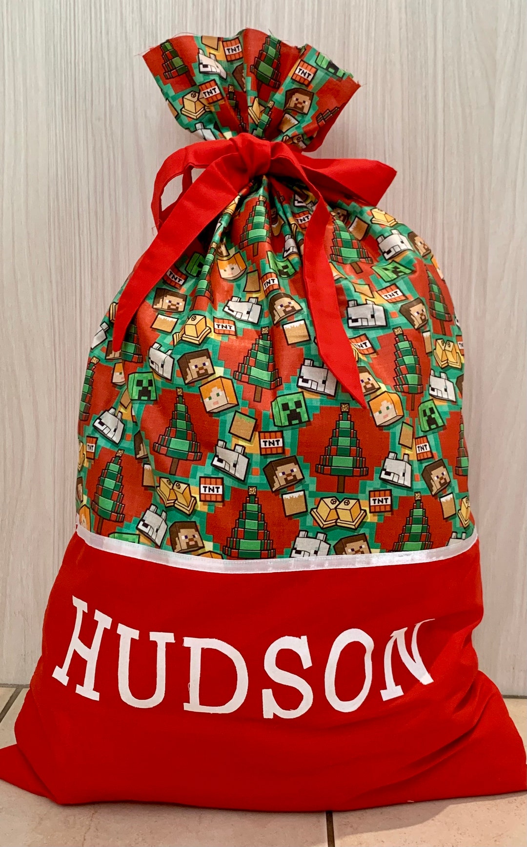 MINECRAFT Childs Personalised Character Christmas/santa/present Sack ...
