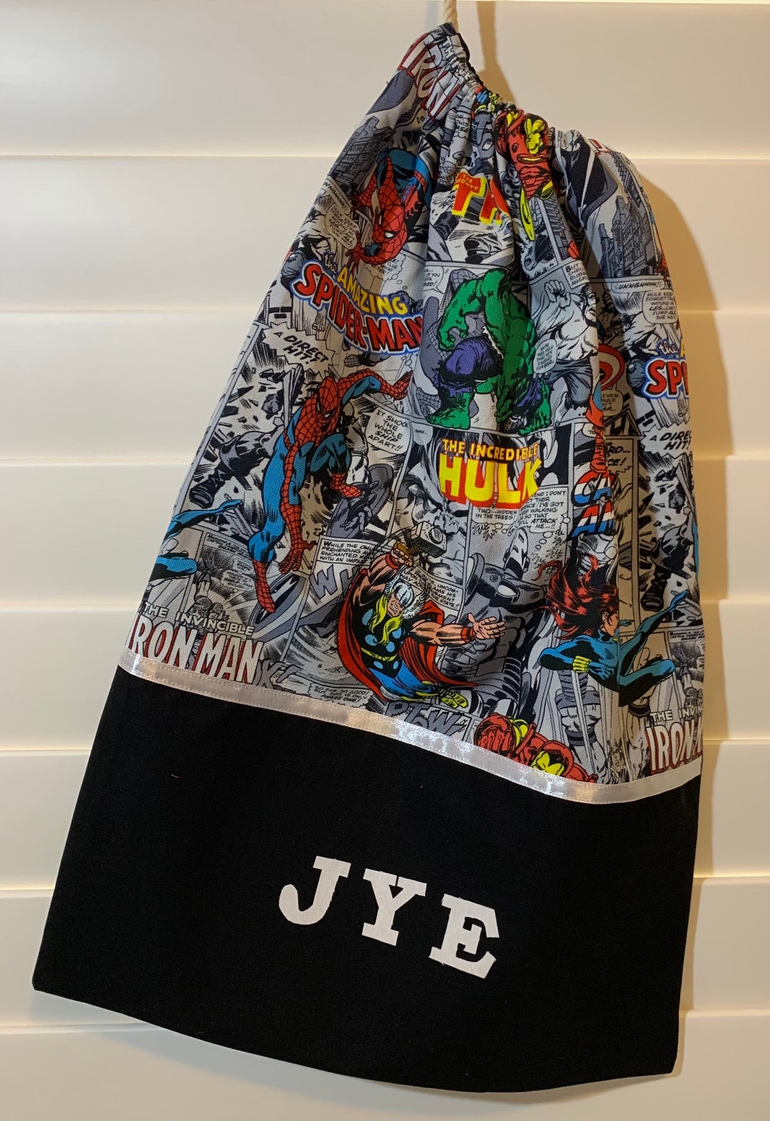 Personalised Drawstring Library Bags / All Purpose Bags - Avengers ...