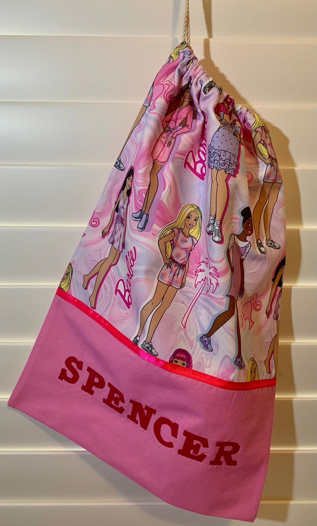 Personalised Drawstring Library Bags / All Purpose Bags - BARBIE ...
