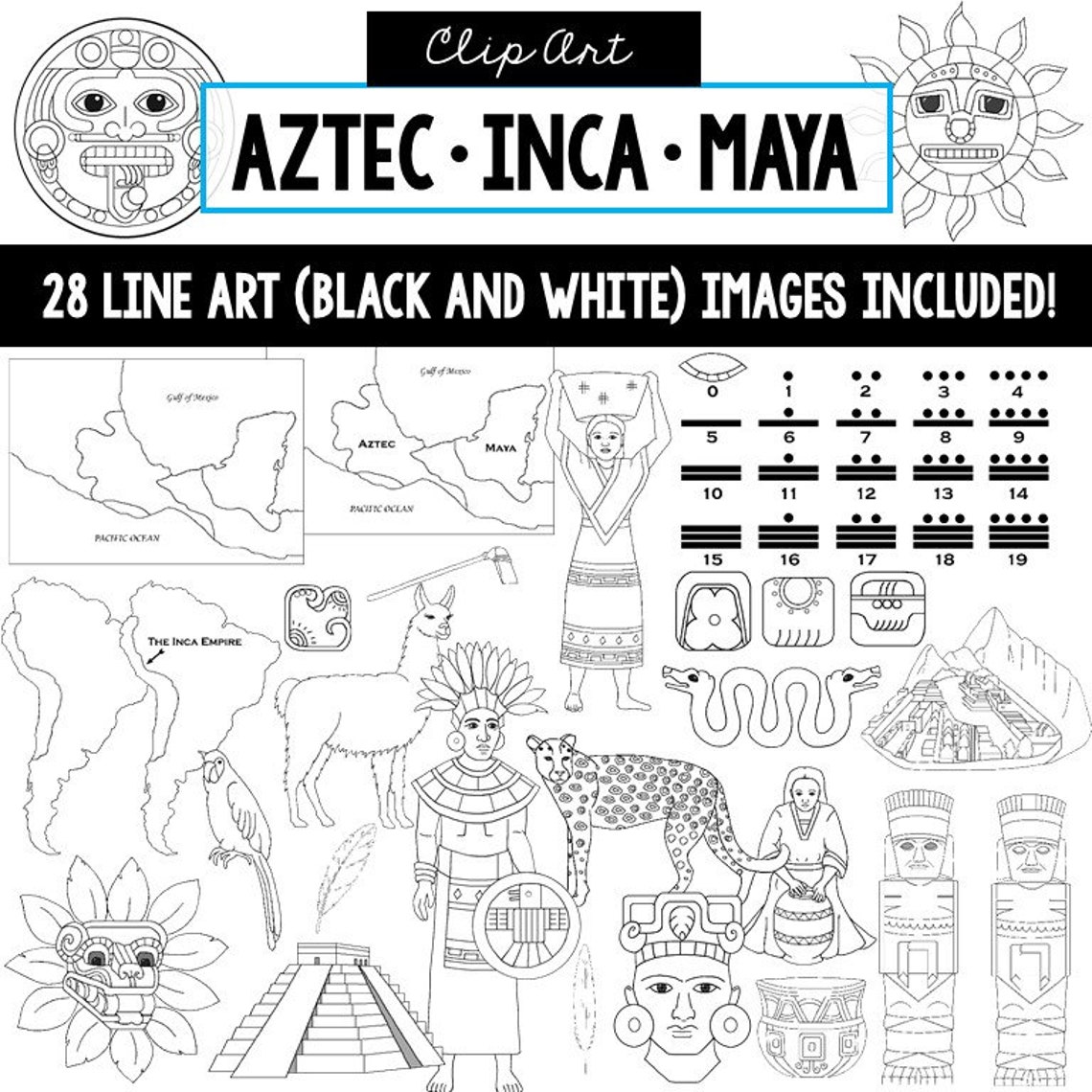 Aztec Inca and Maya Digital Clip Art Images - Etsy